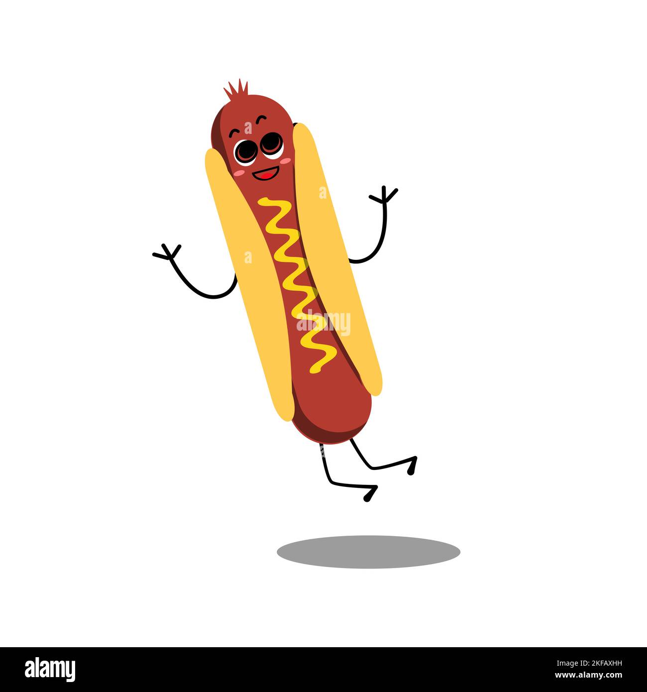 Hot dog. Cute fast food vector character . Hot dog. Cute fast food ...
