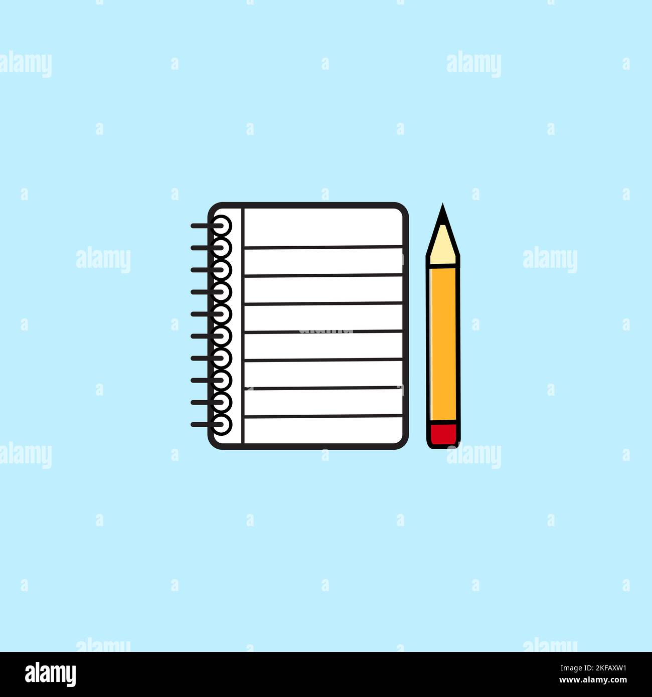 Lesson pencil notebook icon. Flat illustration of lesson pencil ...