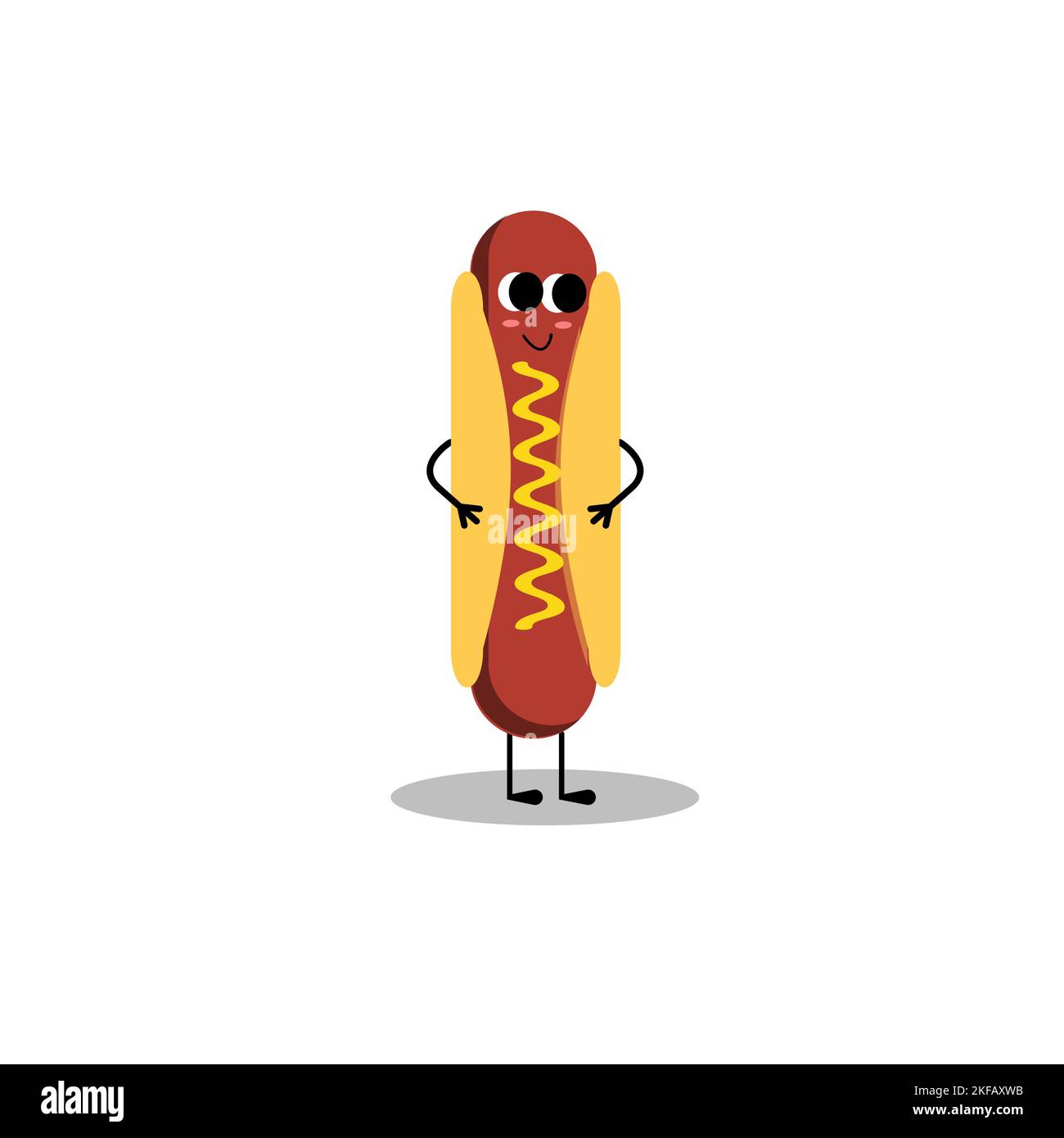 Hot dog. Cute fast food vector character . Hot dog. Cute fast food ...