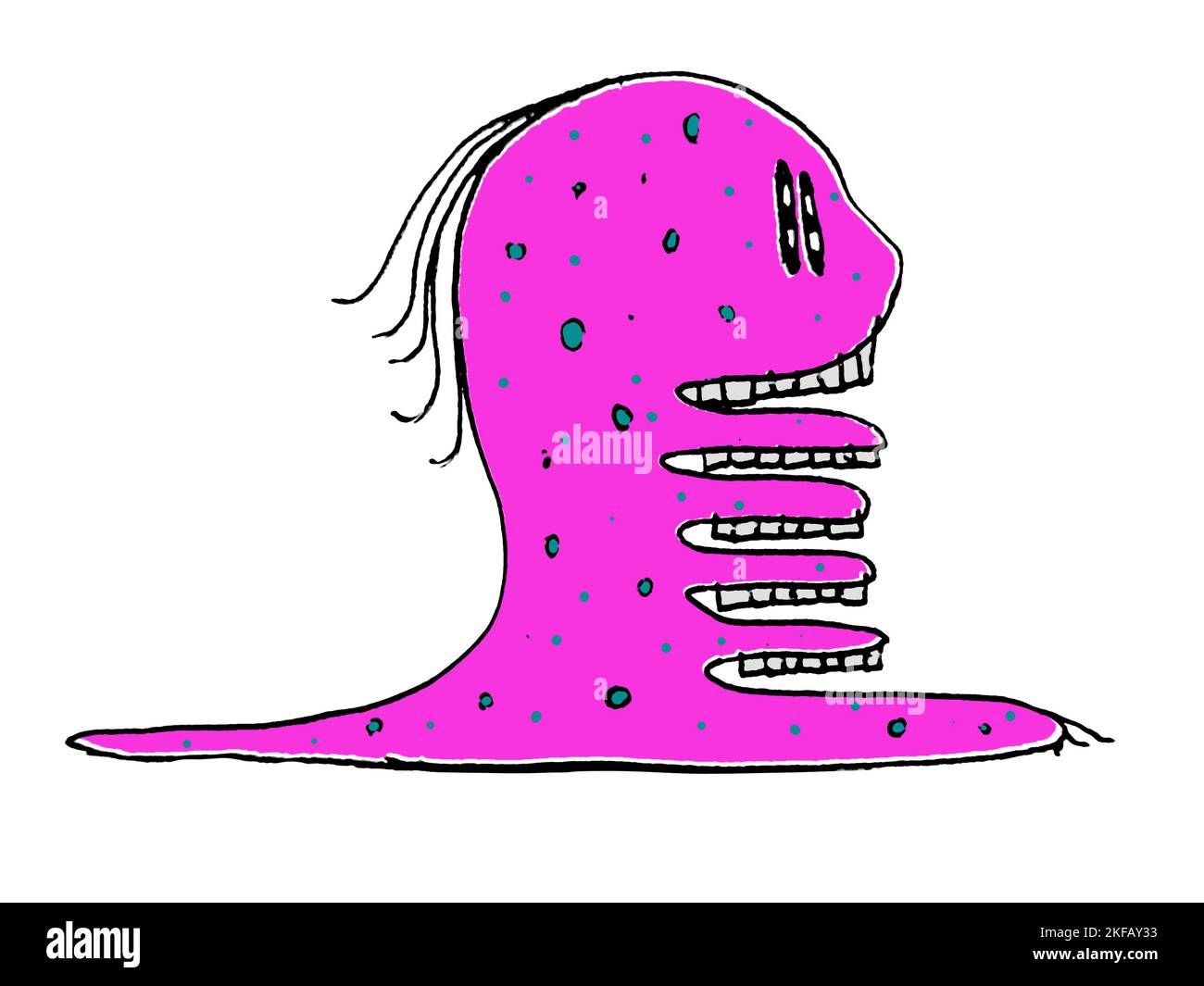 Side view weird monster drawing sketchy cartoon style illustration ...