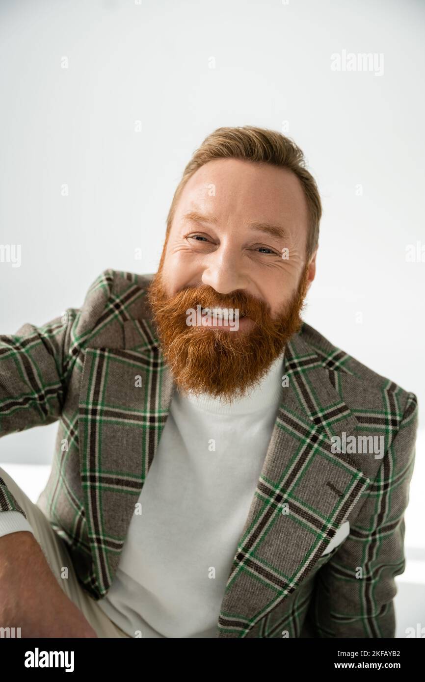 Bearded positive man in hi-res stock photography and images - Alamy