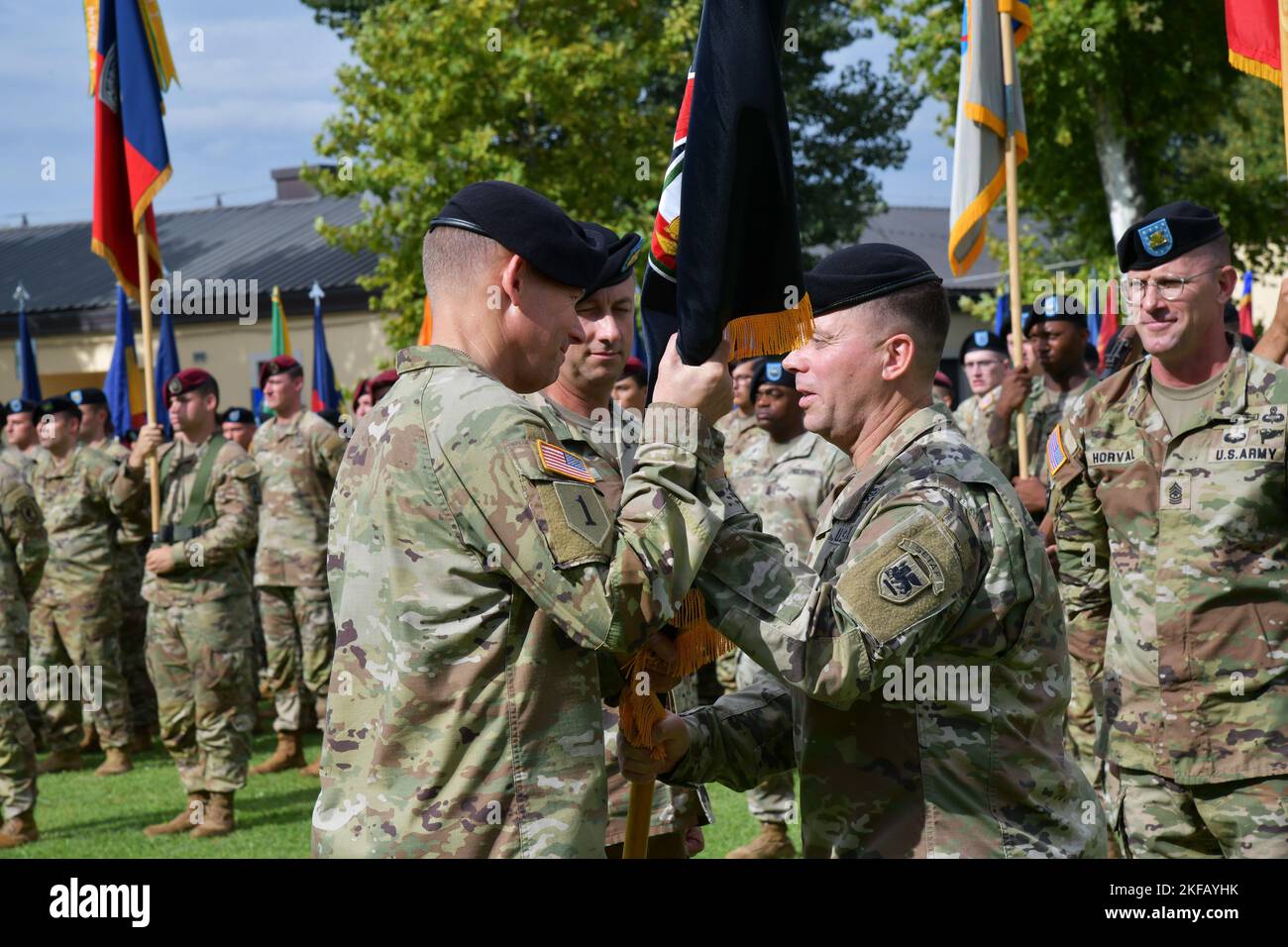 Command Sergeant Major Charles W. Gregory, Jr., the outgoing Command Sgt. Major, passes the U.S ...