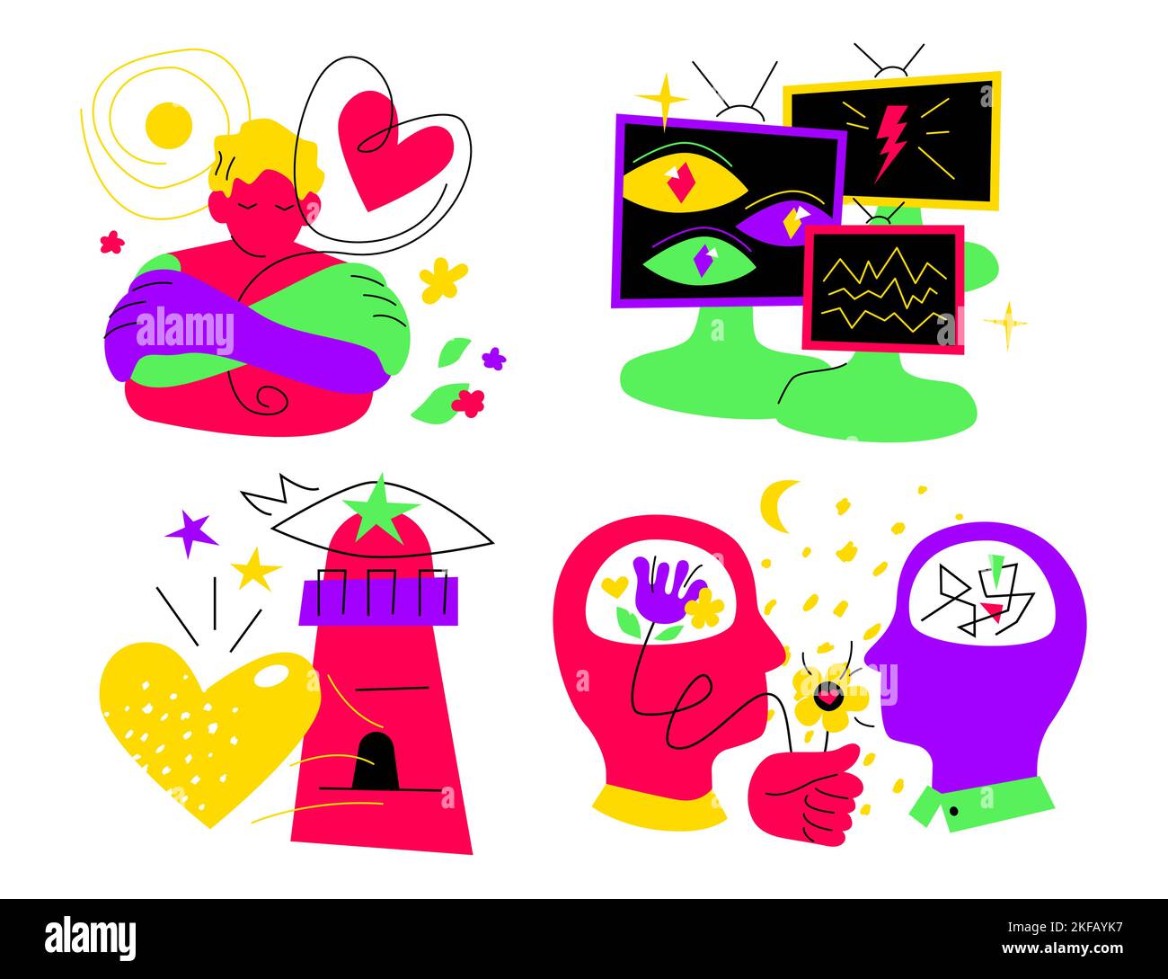 Feelings and emotions - flat design style illustration set Stock Vector ...