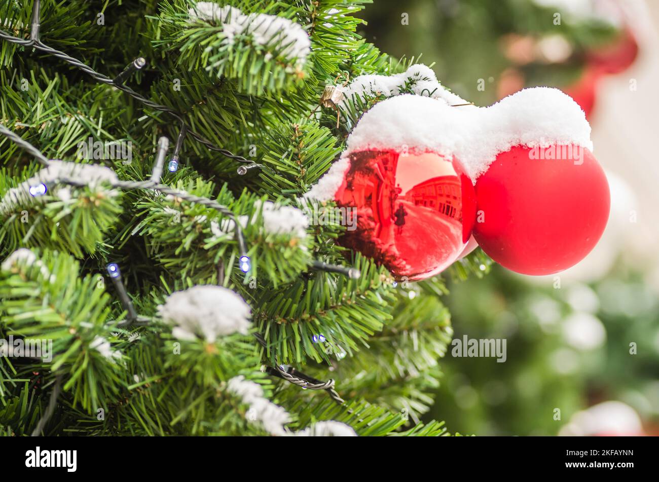 Traditional New Year decorations for the Christmas tree. Placed ...
