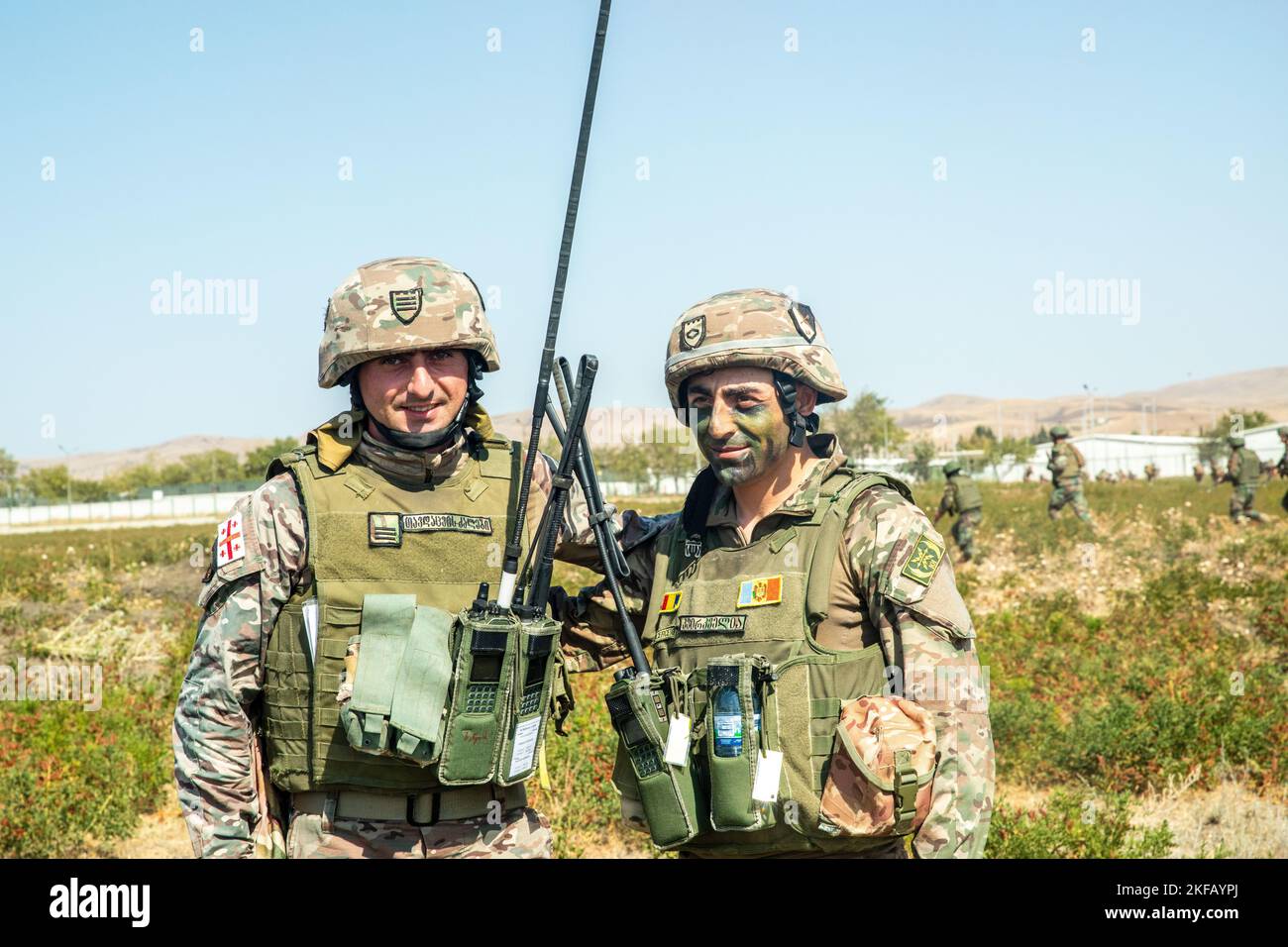 Romanian and Georgian Defense Forces leaders gather for a photo after a ...