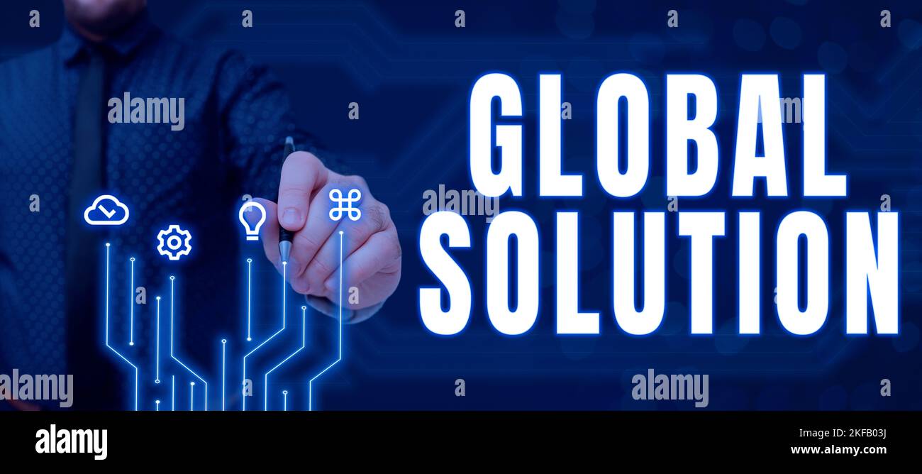 Sign displaying Global Solution. Business approach prototypes that may ...