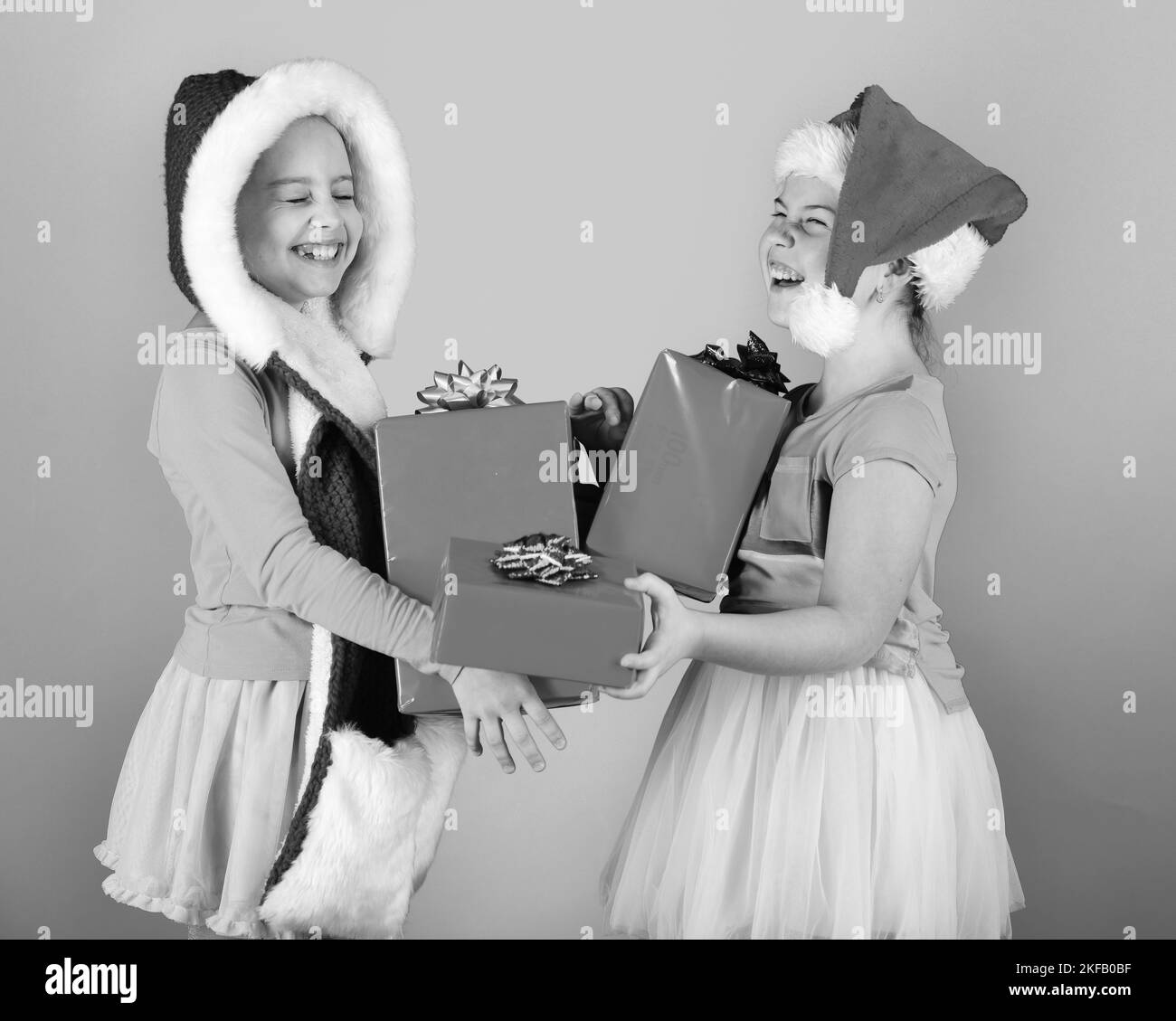 Children with happy faces stand on blue background Stock Photo - Alamy