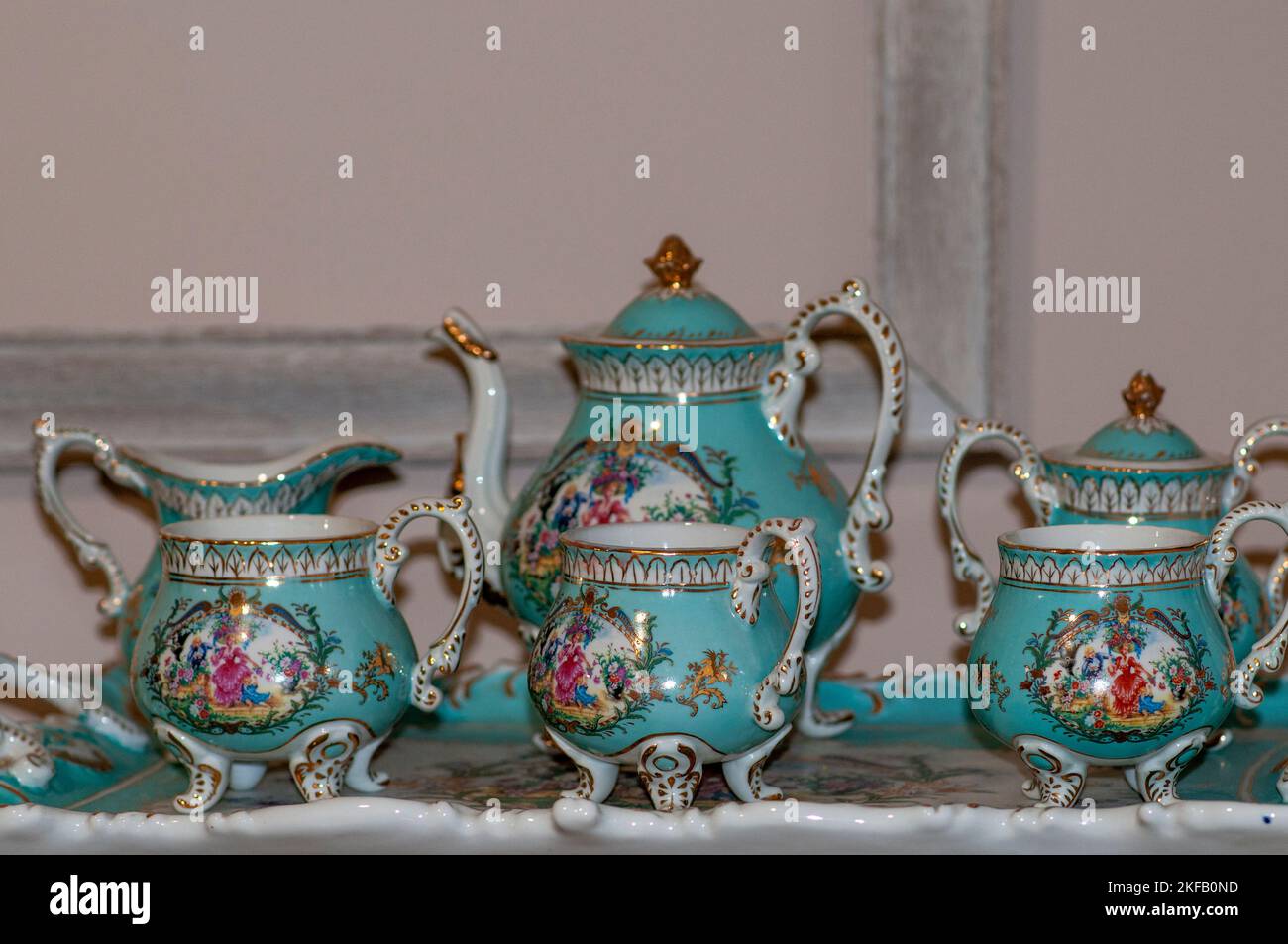 Antique, Hand Painted, Porcelain tea service set Stock Photo - Alamy