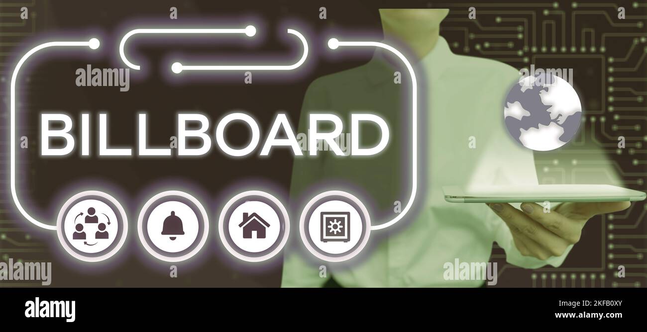 Hand writing sign Billboard. Word Written on a wide outdoor board for ...