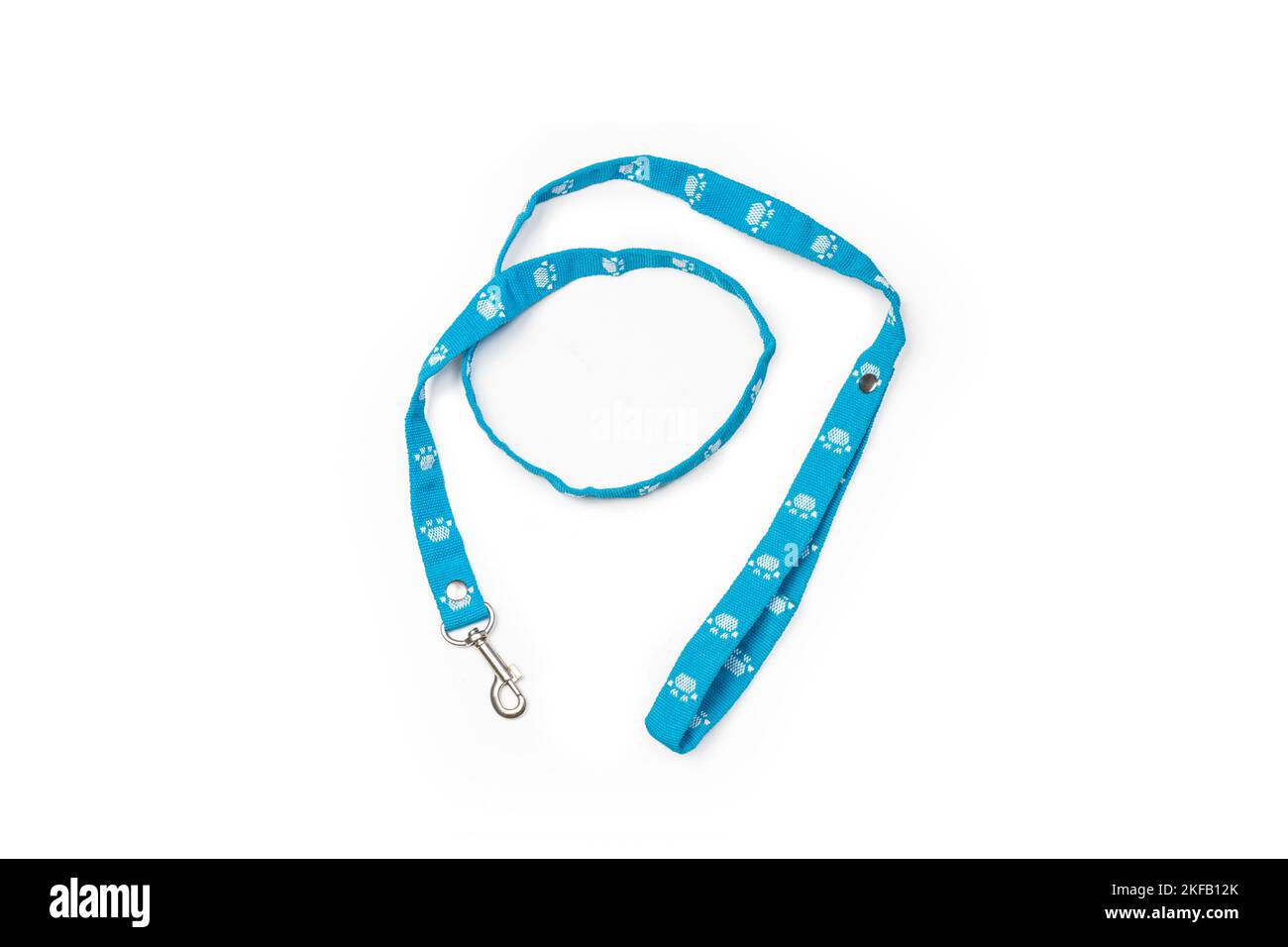 Light blue with white dog footprints hook leash on a white background ...
