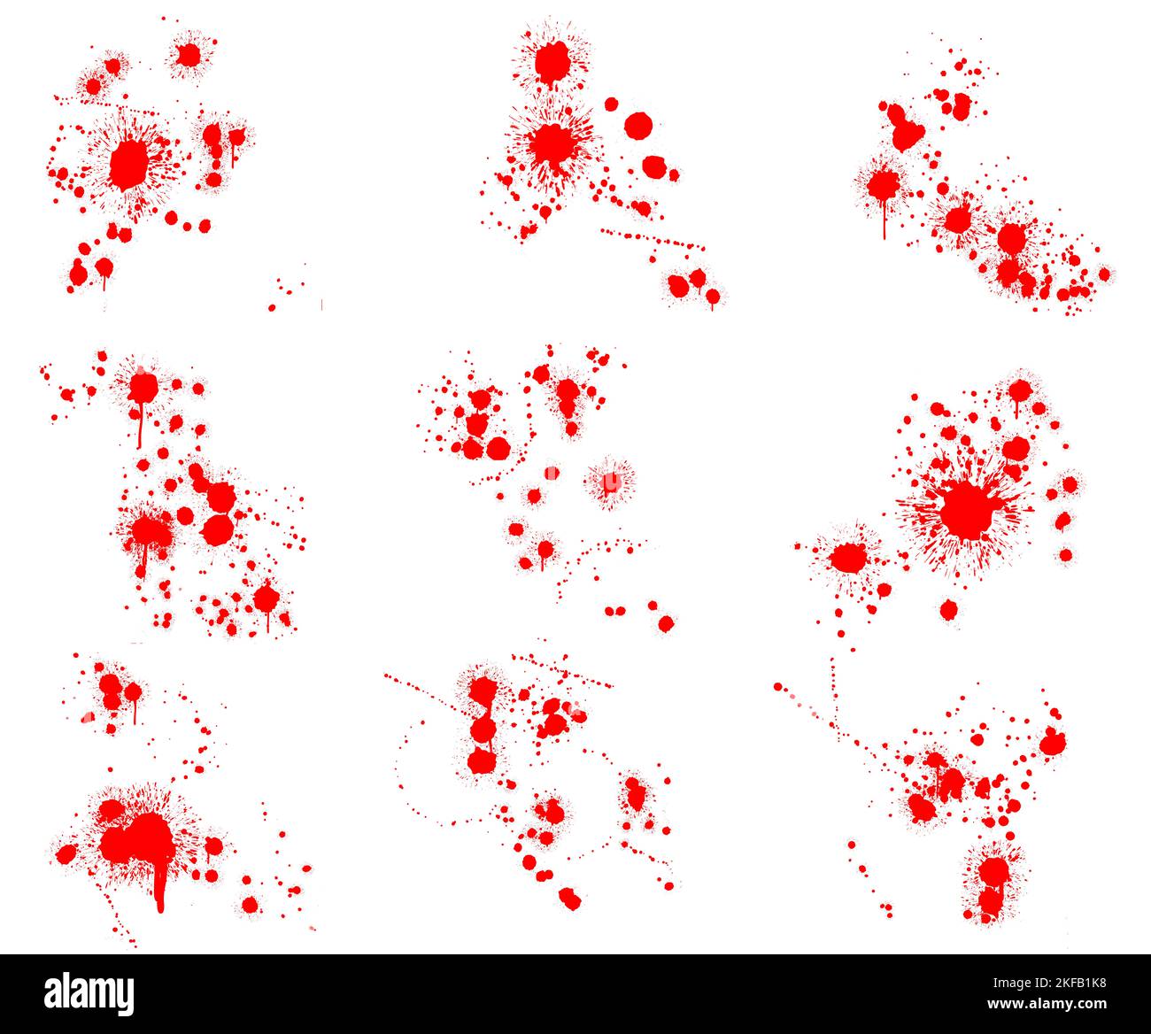 Realistic blood isolated on white background. Drops of blood and ...