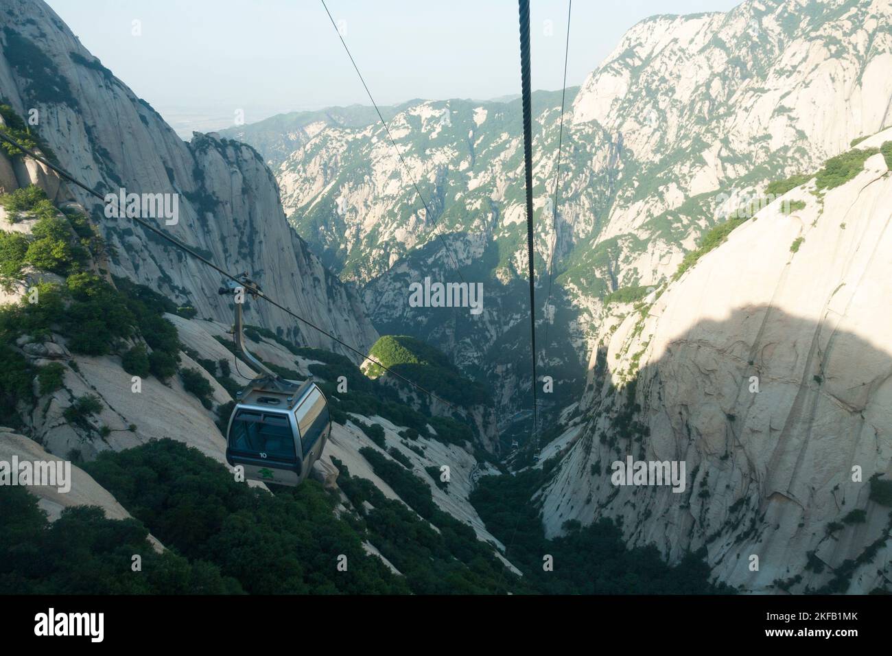North Peak Sante Cableway cable car on famous Huashan Mountain / Mount ...