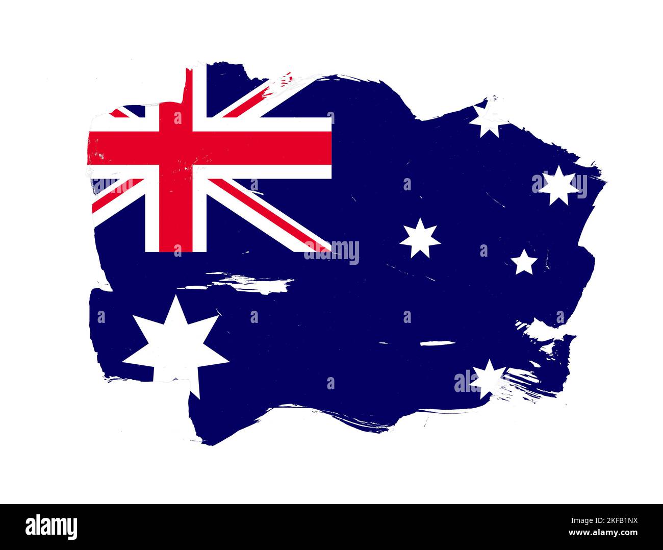 Painted flag of australia with stroke brush effect on white background ...