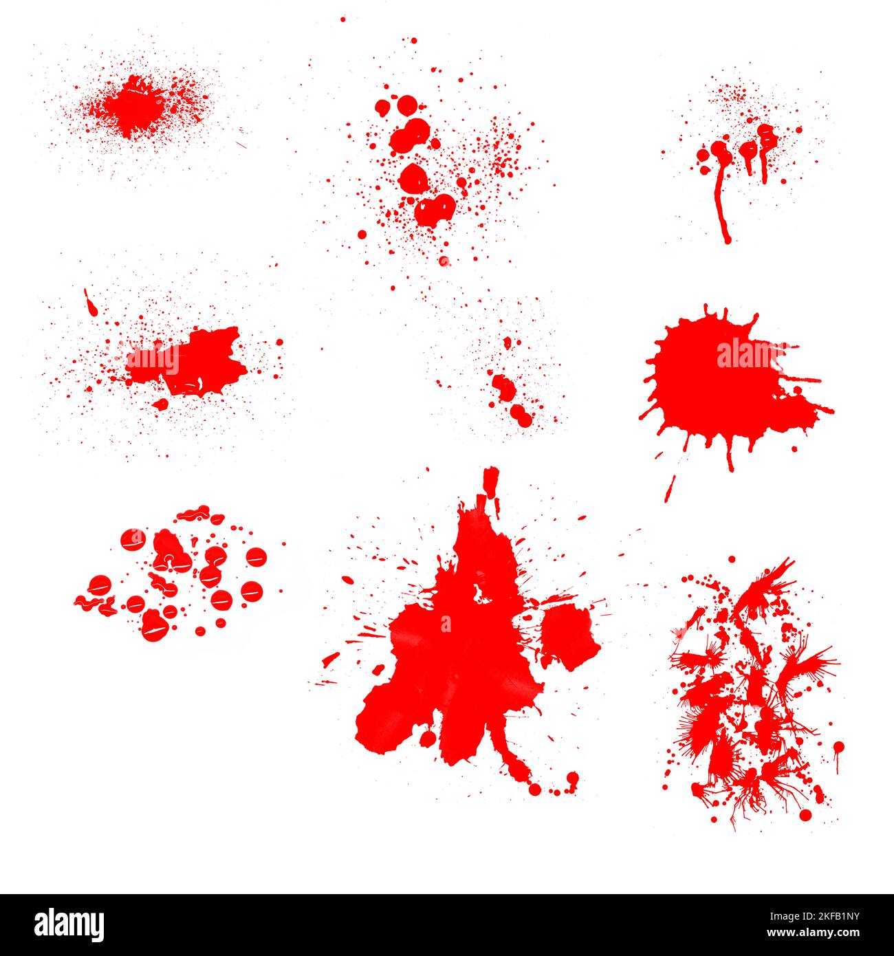 Realistic blood isolated on white background. Drops of blood and ...