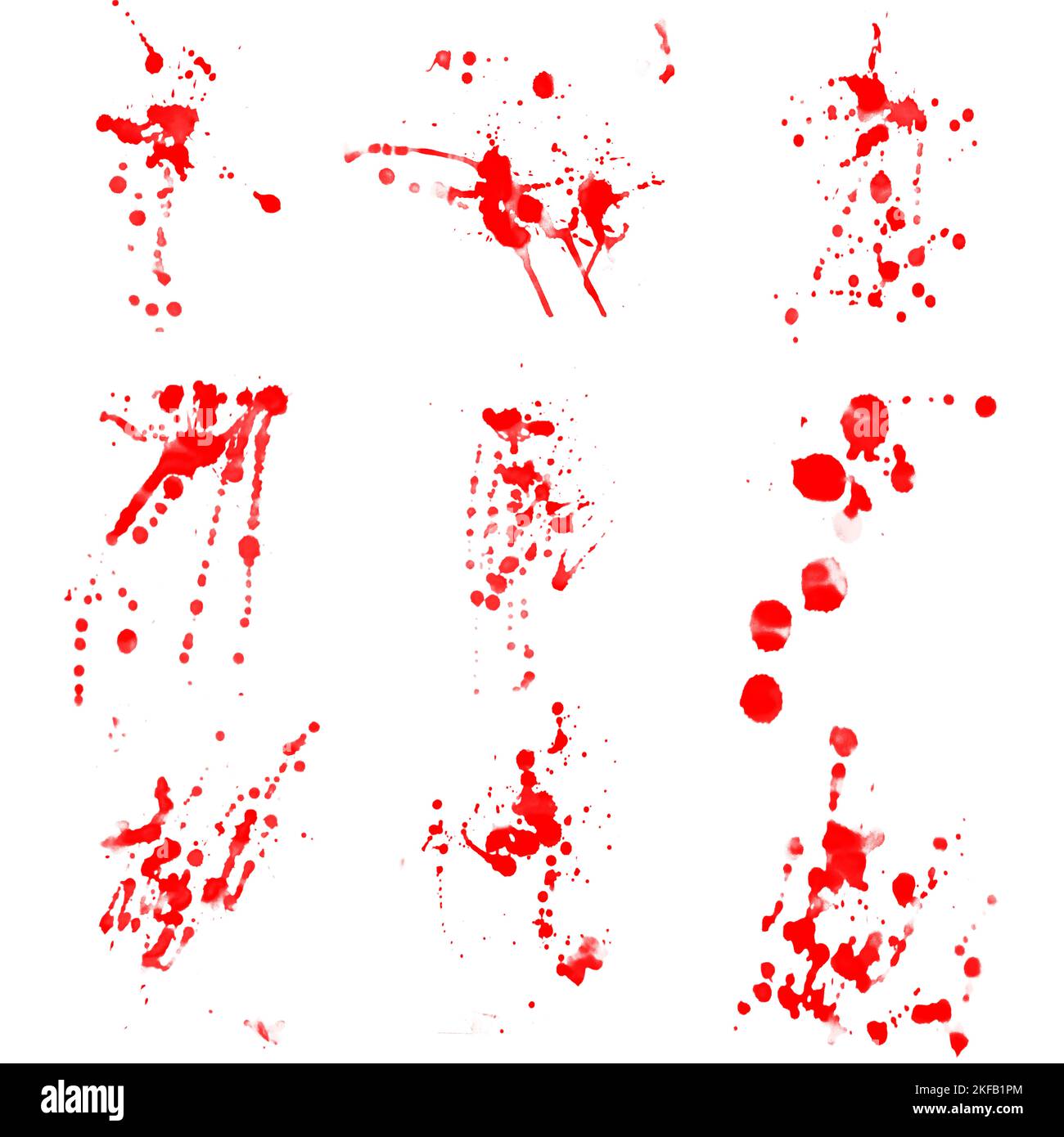 Realistic blood isolated on white background. Drops of blood and ...