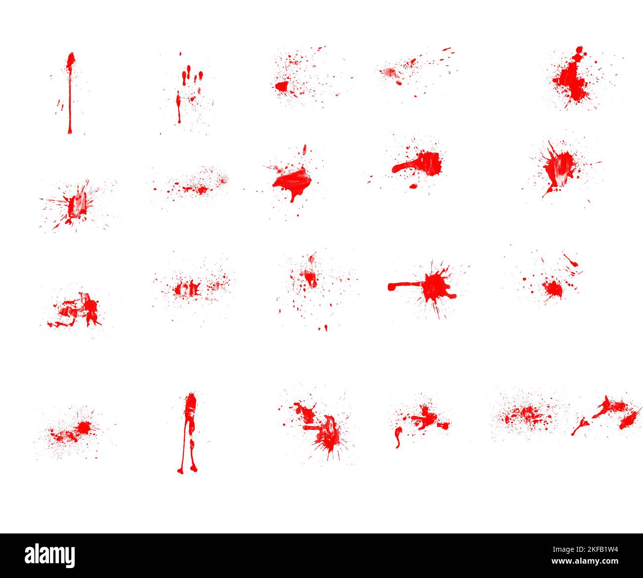 Realistic blood isolated on white background. Drops of blood and ...