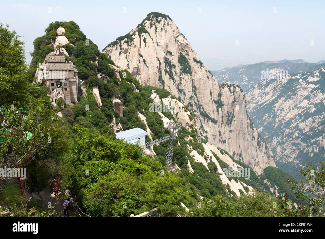 Views and landscape seen from the hiking trail path over the Northern Peak of Huashan Mountain ...
