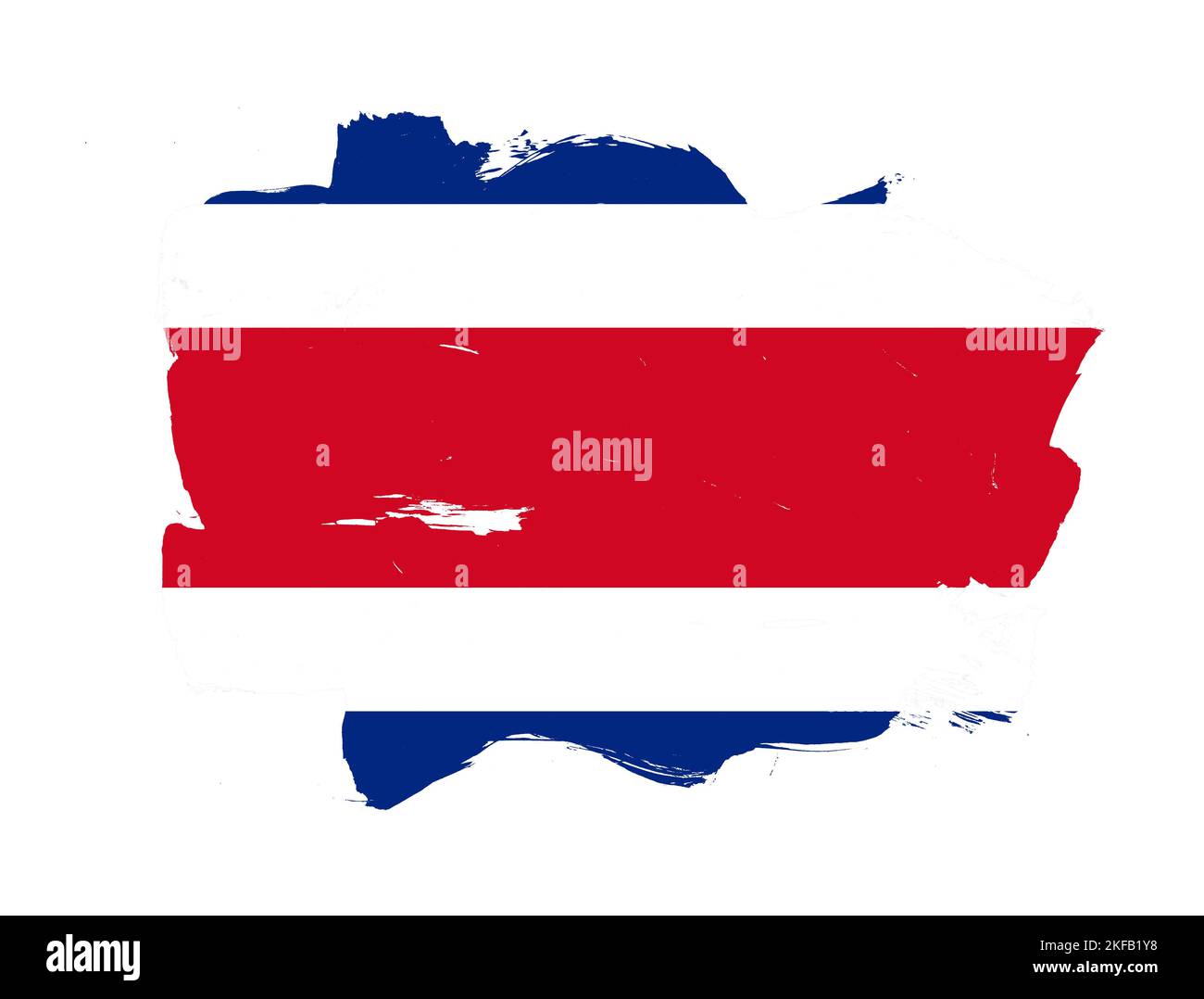 Painted flag of costa rica with stroke brush effect on white background ...