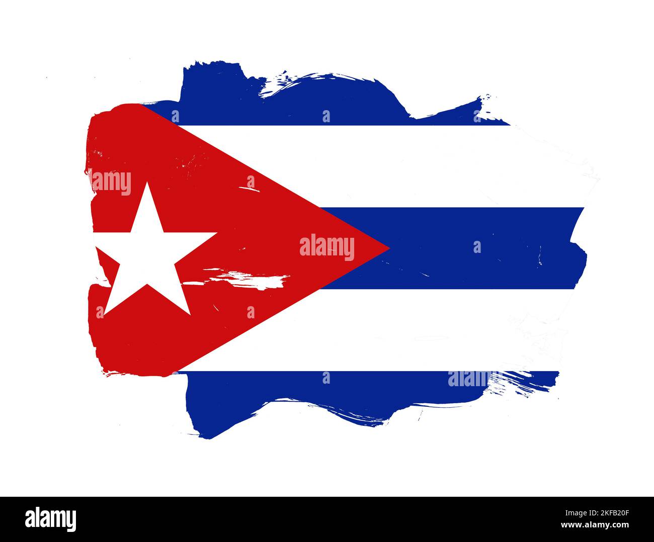Painted flag of cuba with stroke brush effect on white background Stock ...