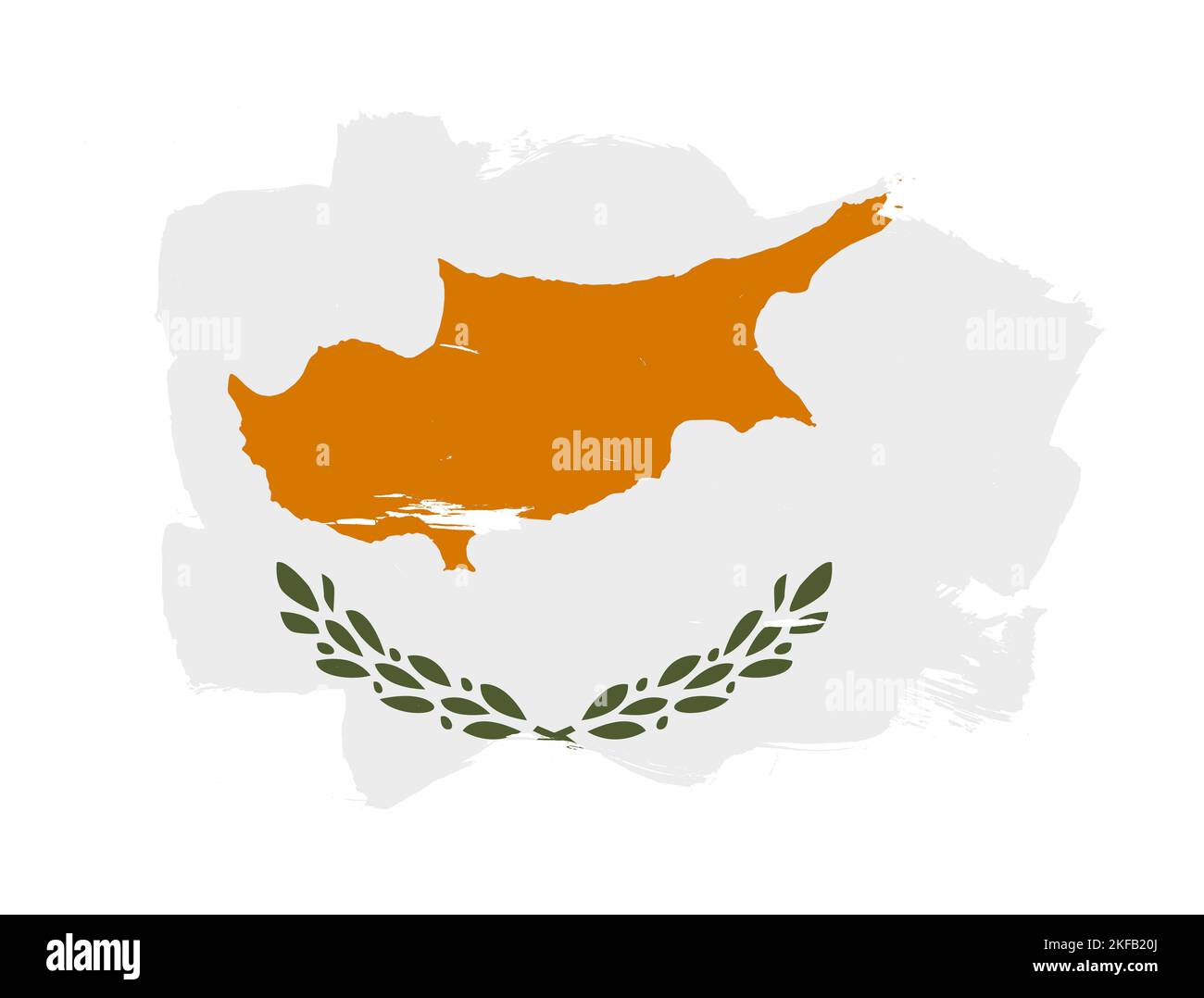 Painted flag of cyprus with stroke brush effect on white background ...
