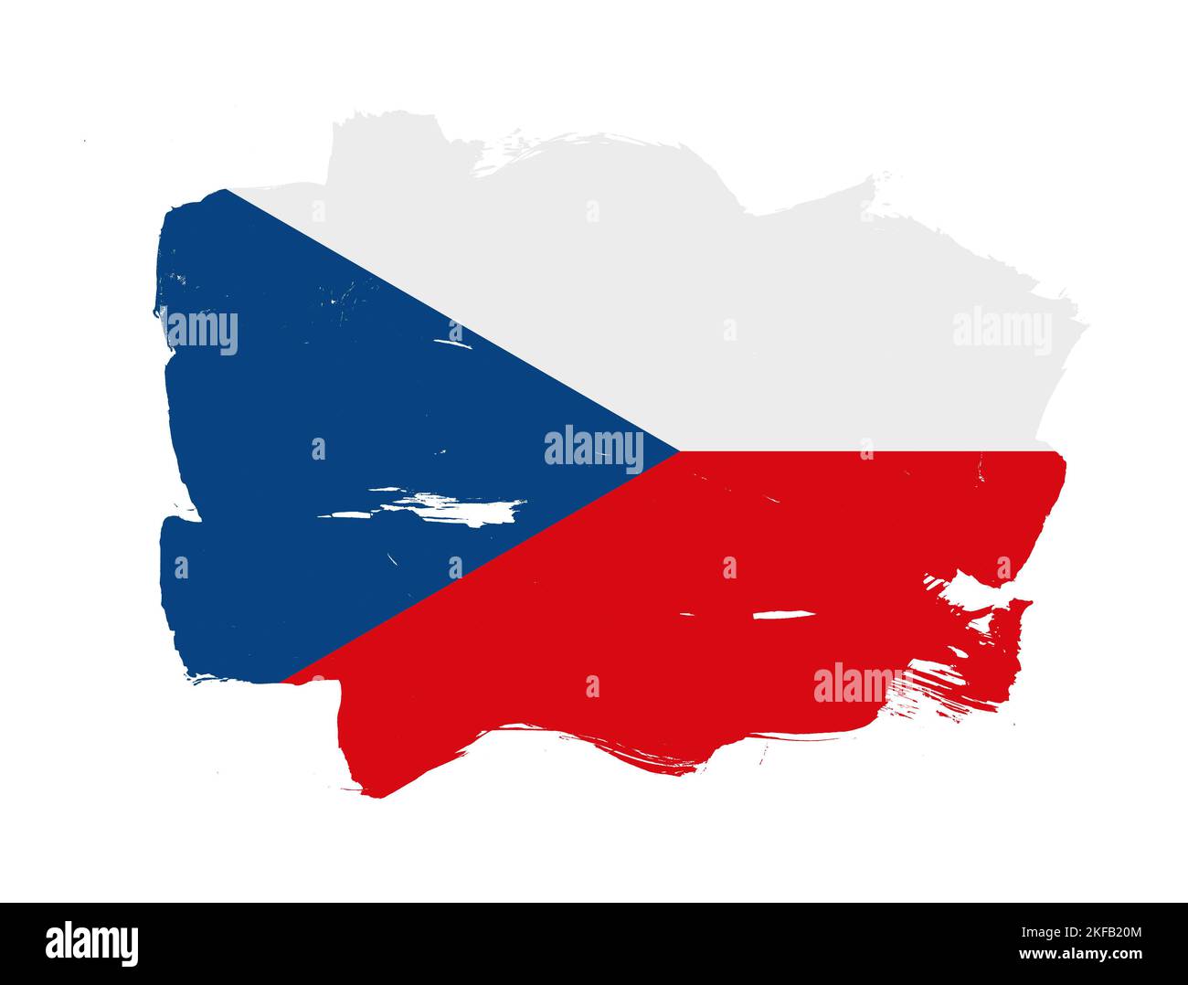 Painted flag of czech republic with stroke brush effect on white ...