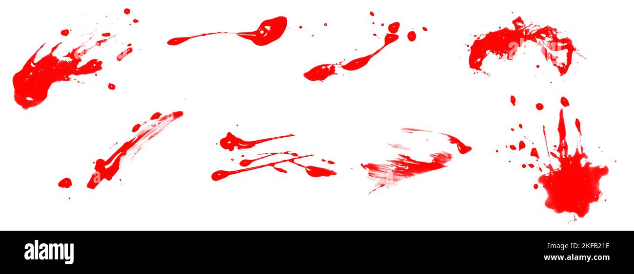 Realistic blood isolated on white background. Drops of blood and ...