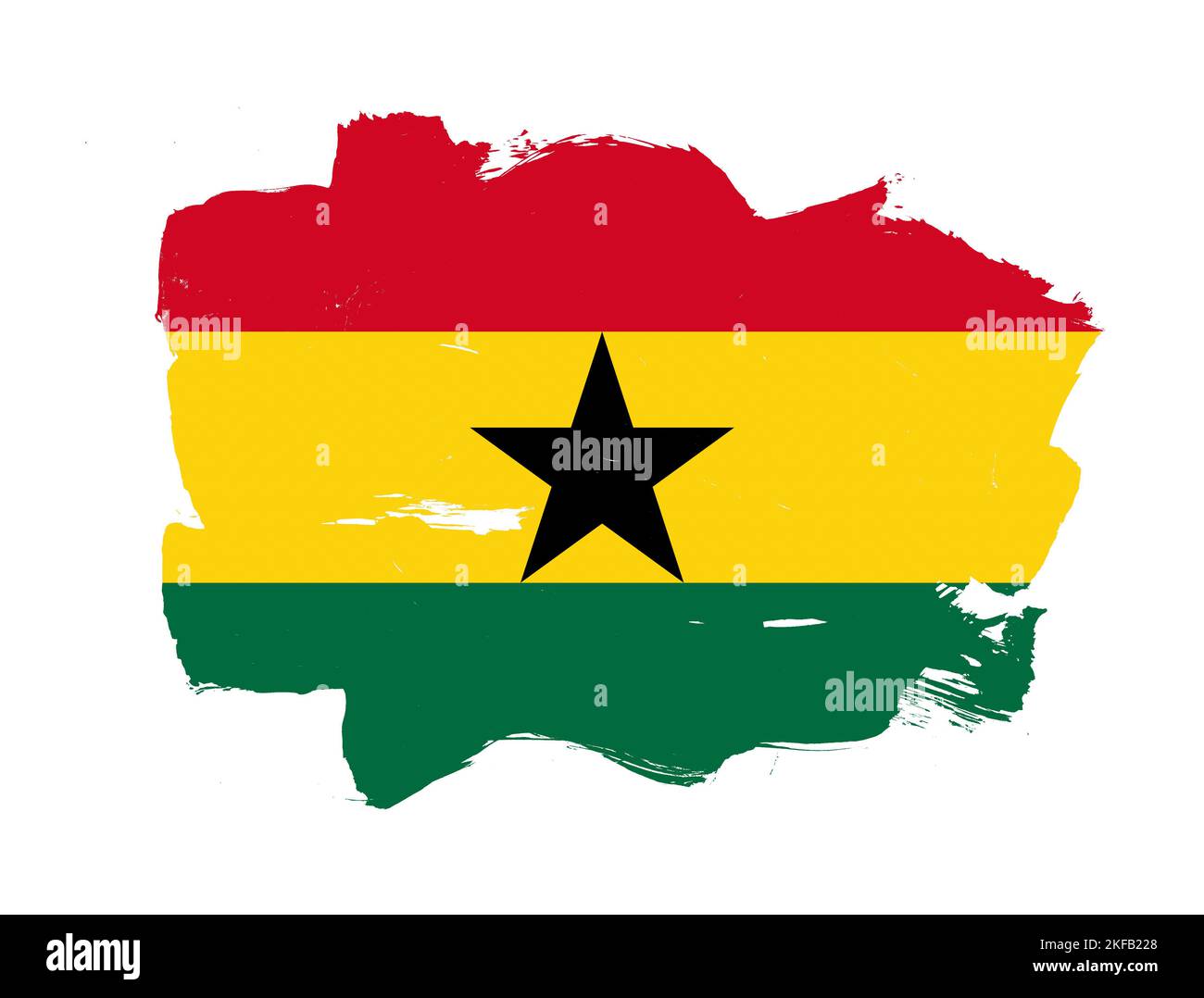 Painted flag of ghana with stroke brush effect on white background ...