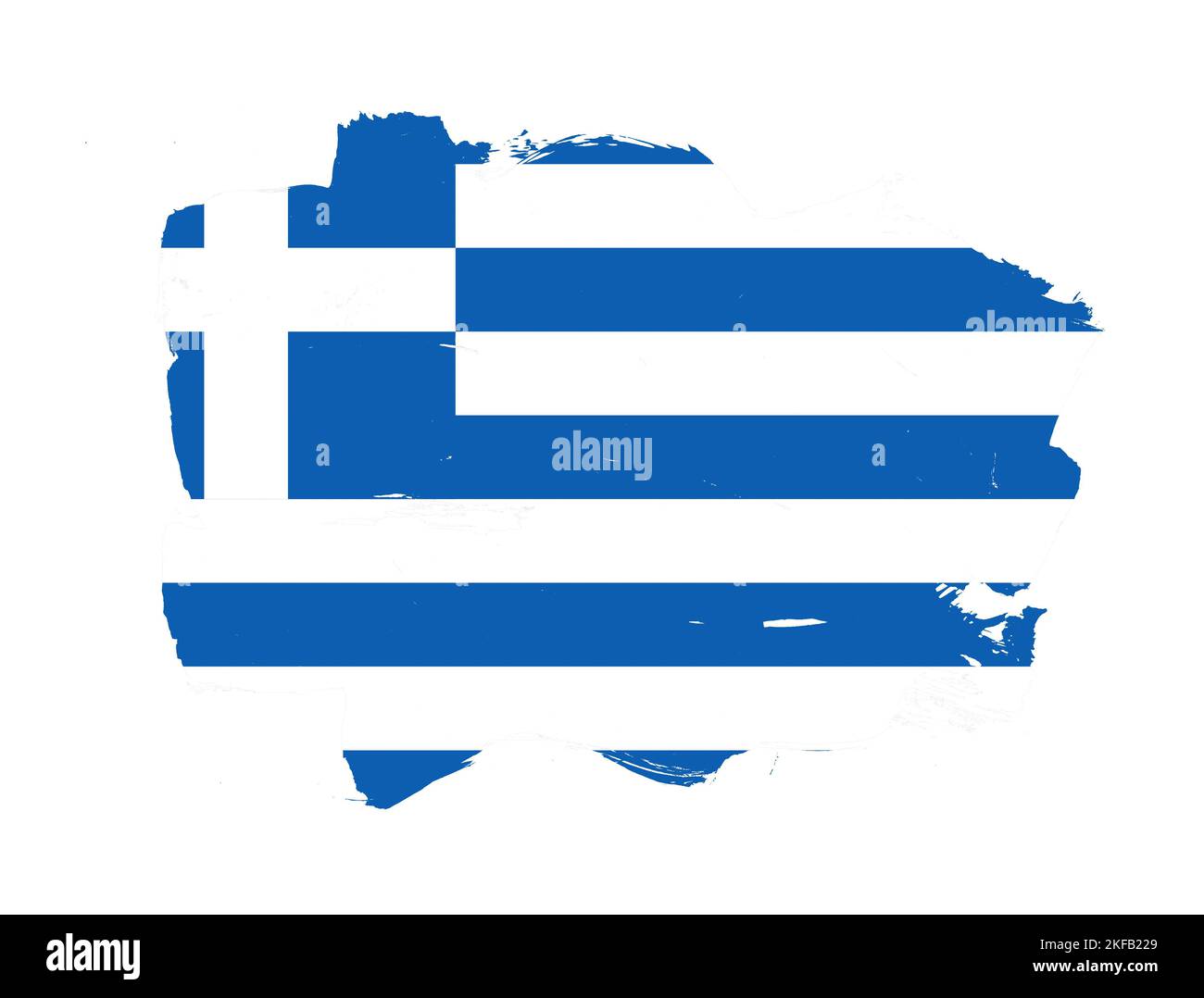 Painted flag of greece with stroke brush effect on white background ...