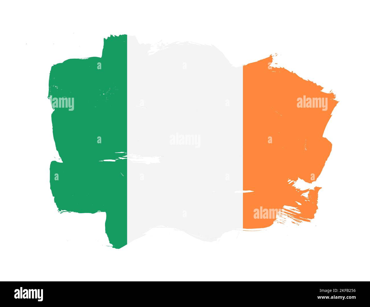 Painted flag of ireland with stroke brush effect on white background ...