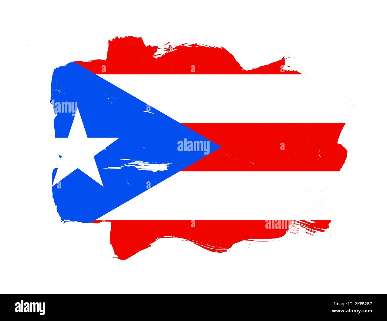 Painted flag of puerto rico with stroke brush effect on white ...