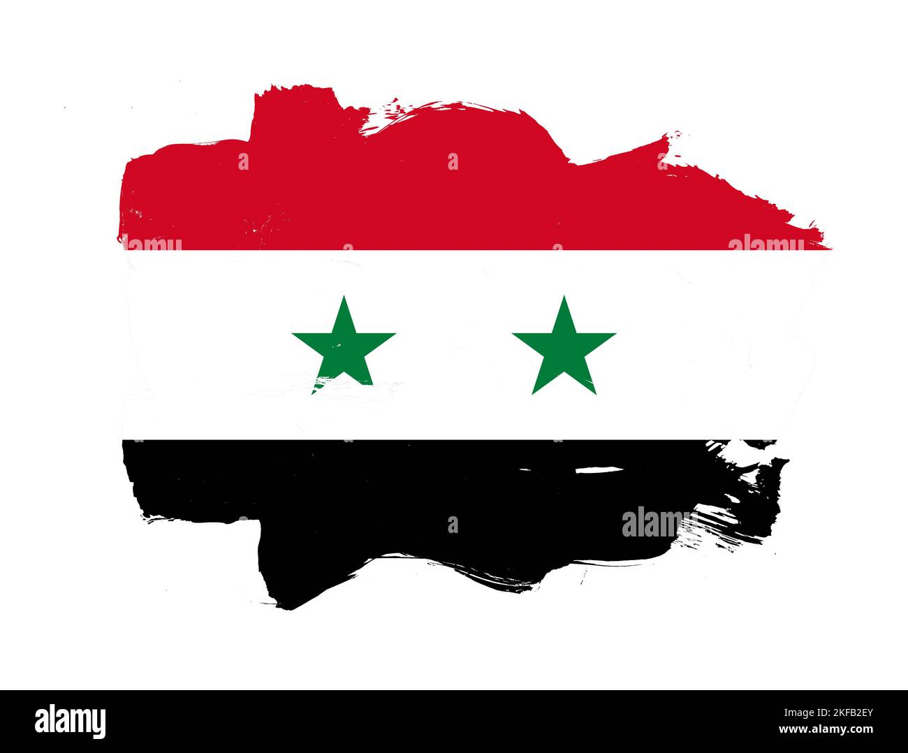 Painted flag of syria with stroke brush effect on white background ...
