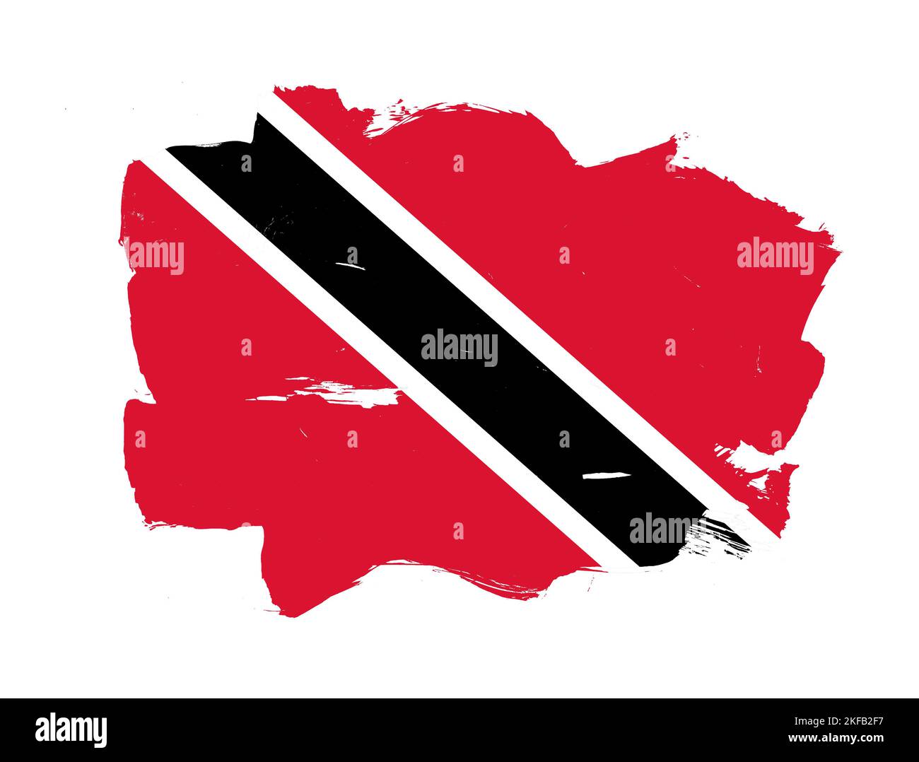 Painted flag of trinidad and tobago with stroke brush effect on white background Stock Photo - Alamy