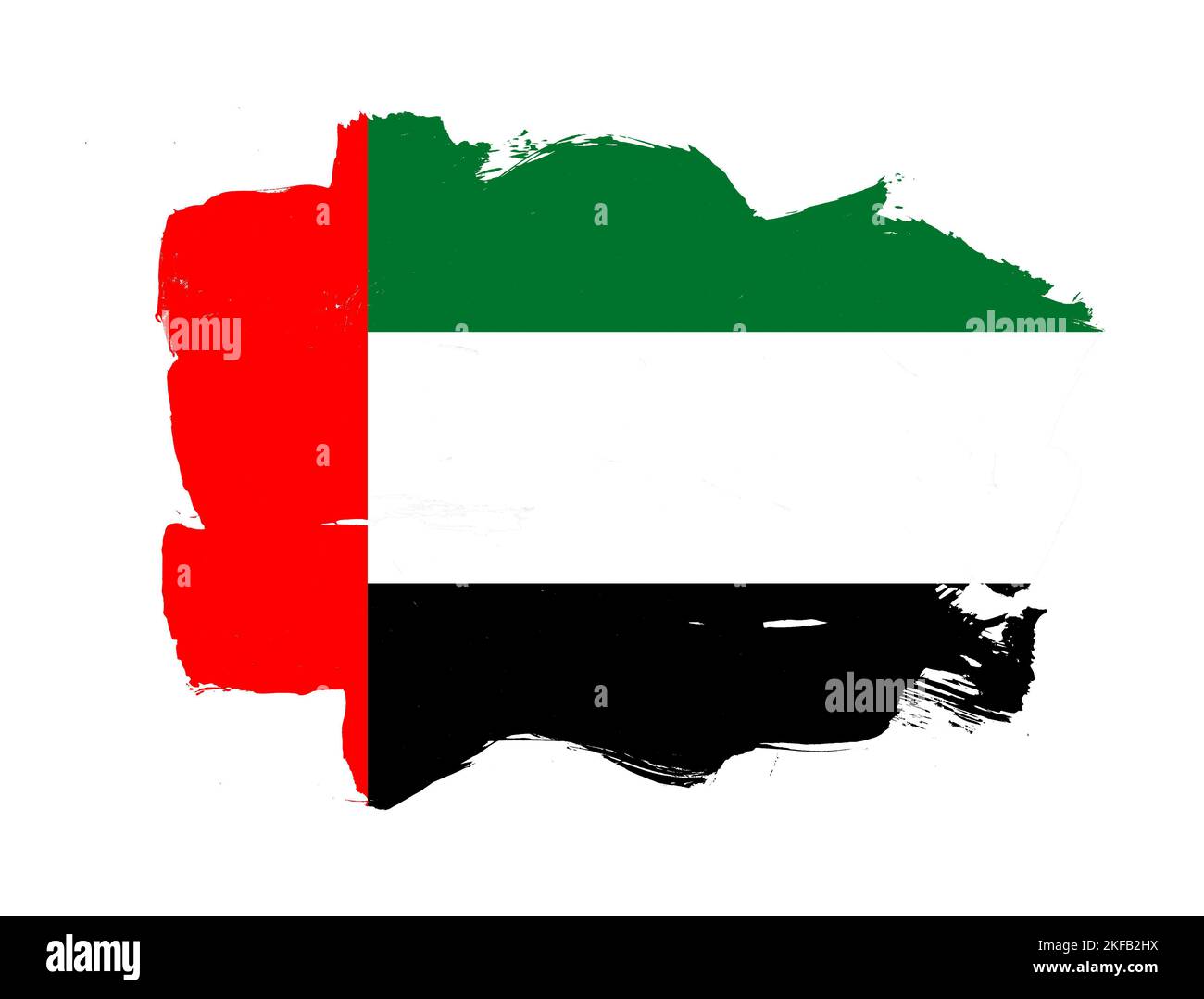 Painted flag of united arab emirates with stroke brush effect on white ...
