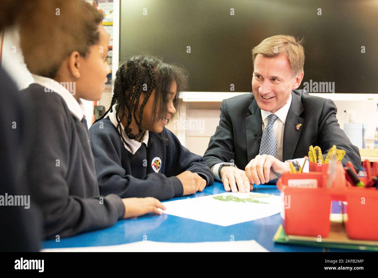 Chancellor of the Exchequer Jeremy Hunt meets pupils at St Jude’s ...