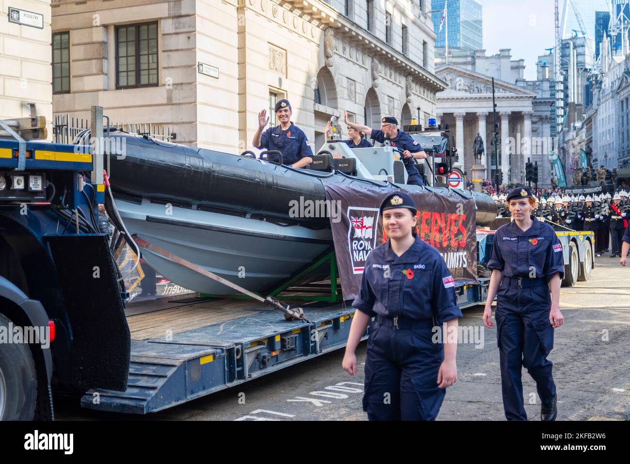 Royal Navy float at the Lord Mayor's Show parade in the City of London ...