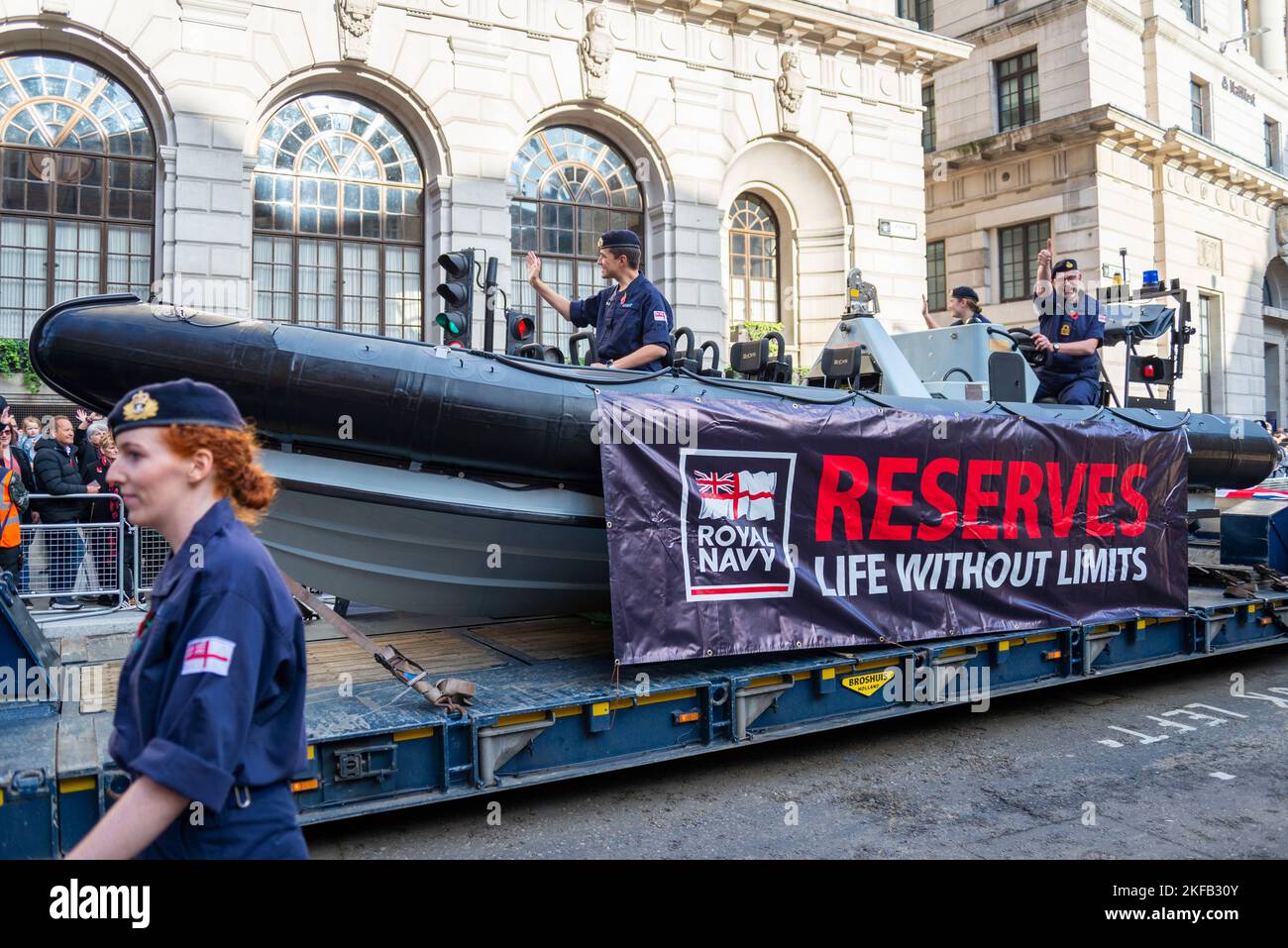 Royal Navy float at the Lord Mayor's Show parade in the City of London ...