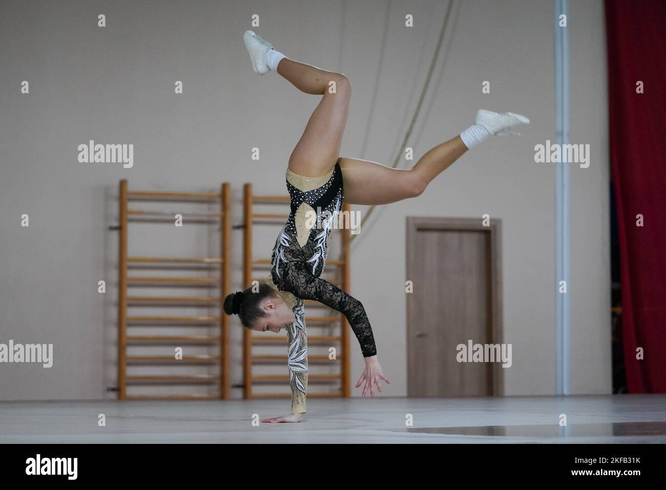 ISTANBUL, TURKEY - APRIL 24, 2022: Undefined athlete performs during ...
