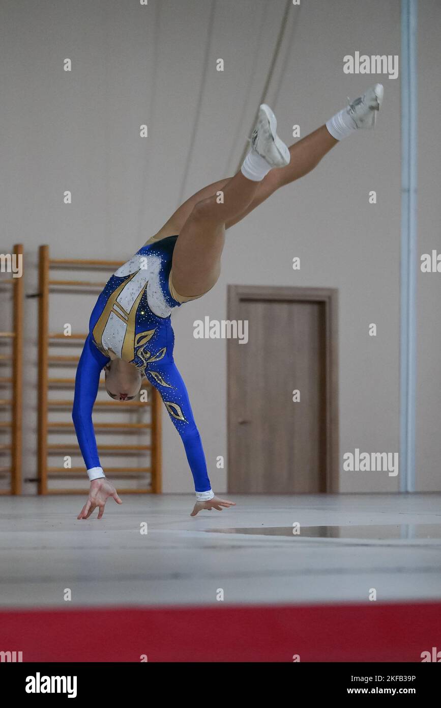 ISTANBUL, TURKEY - APRIL 24, 2022: Undefined athlete performs during ...