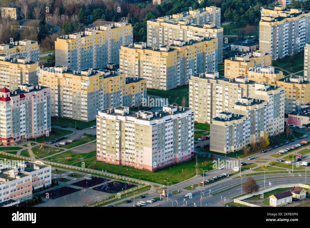 panoramic aerial view of a huge residential complex with high-rise ...