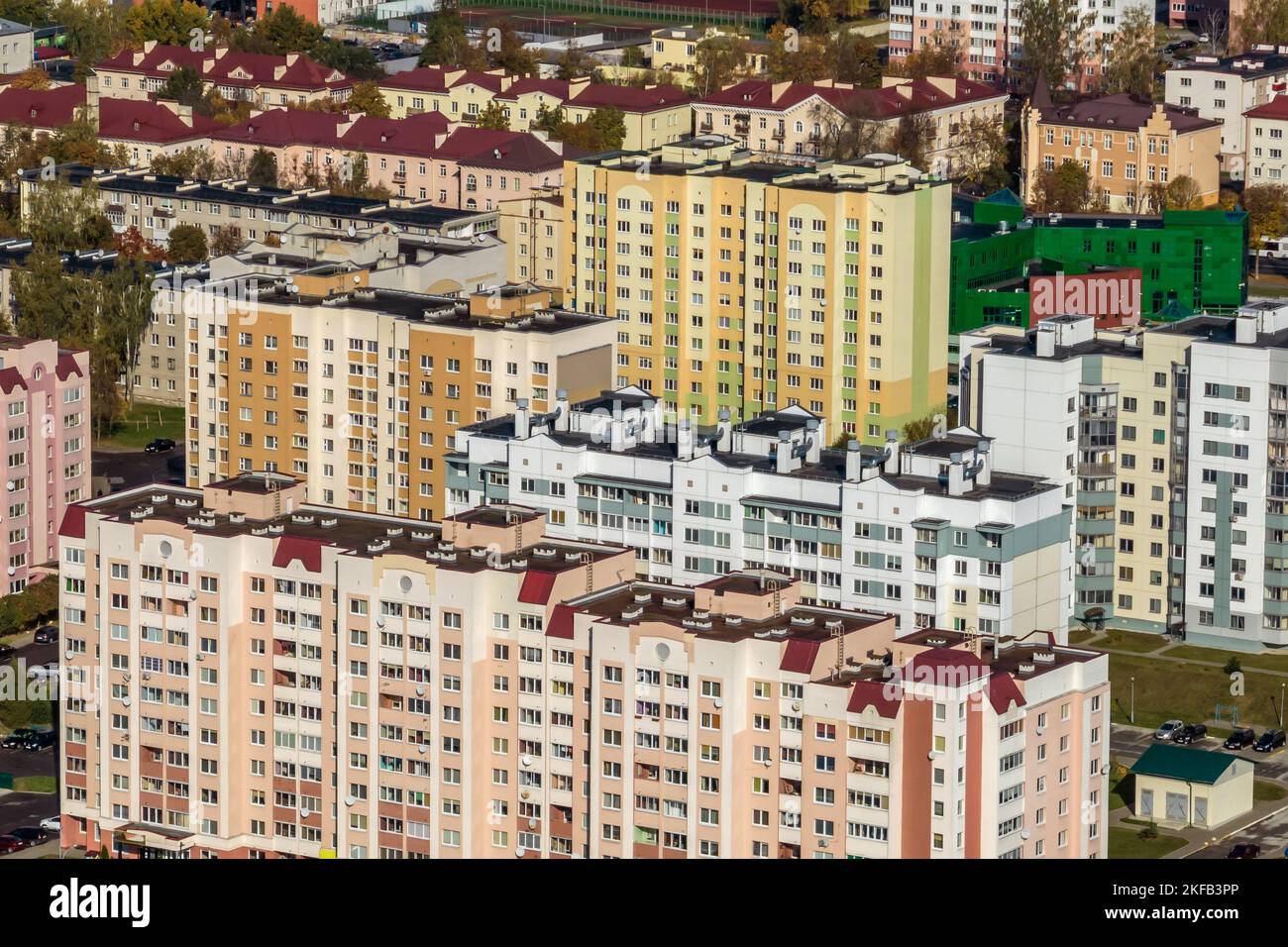 panoramic aerial view of a huge residential complex with high-rise ...