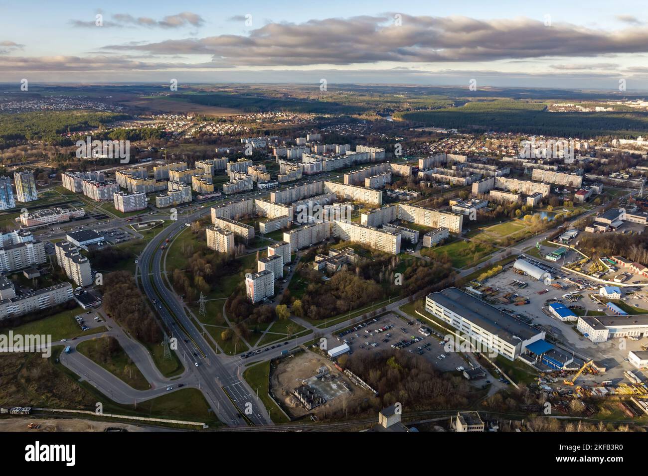 panoramic aerial view of a huge residential complex with high-rise ...