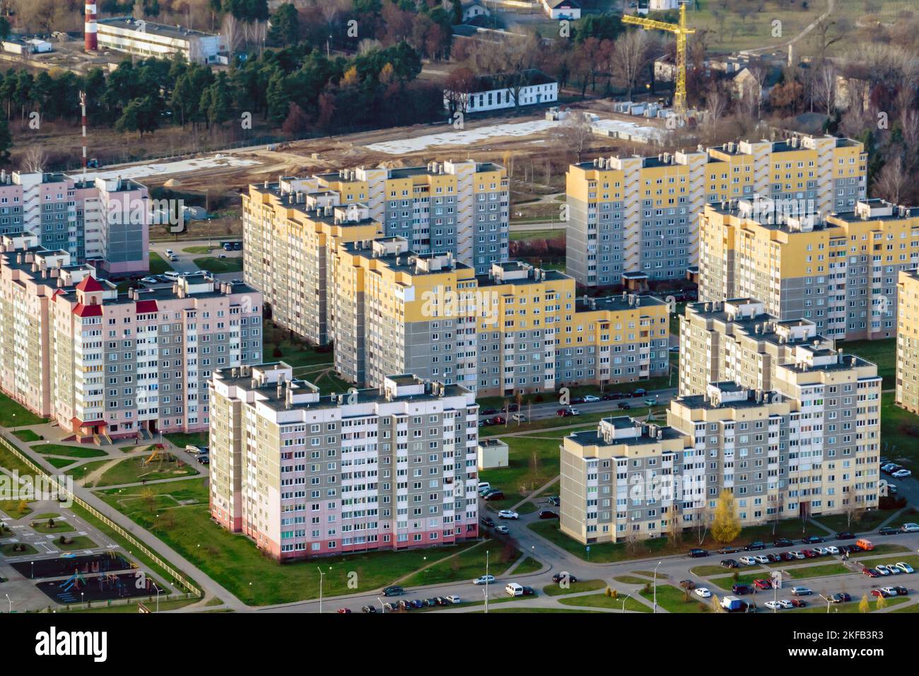 panoramic aerial view of a huge residential complex with high-rise ...