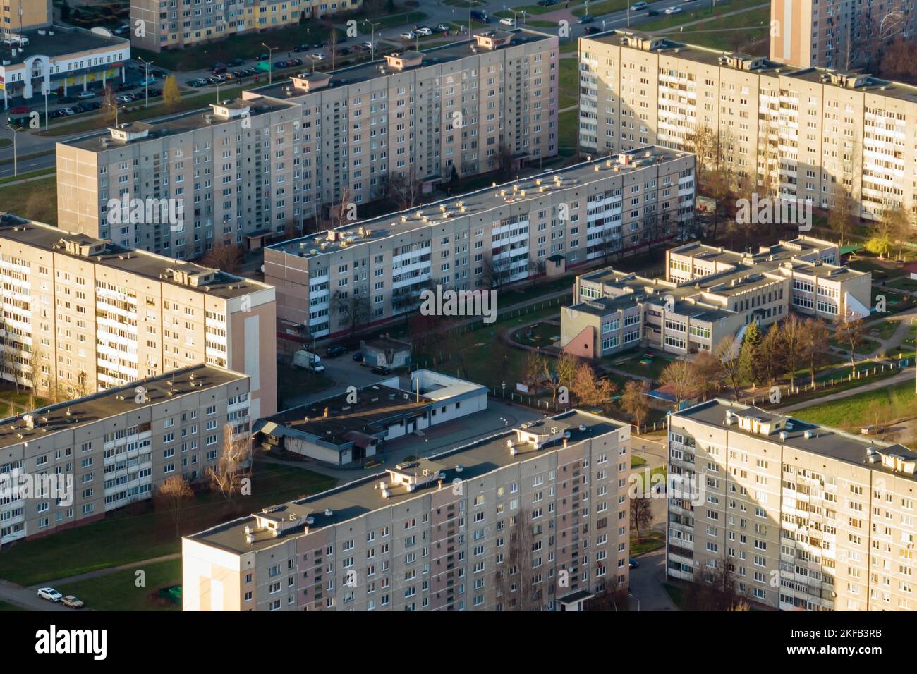 panoramic aerial view of a huge residential complex with high-rise ...