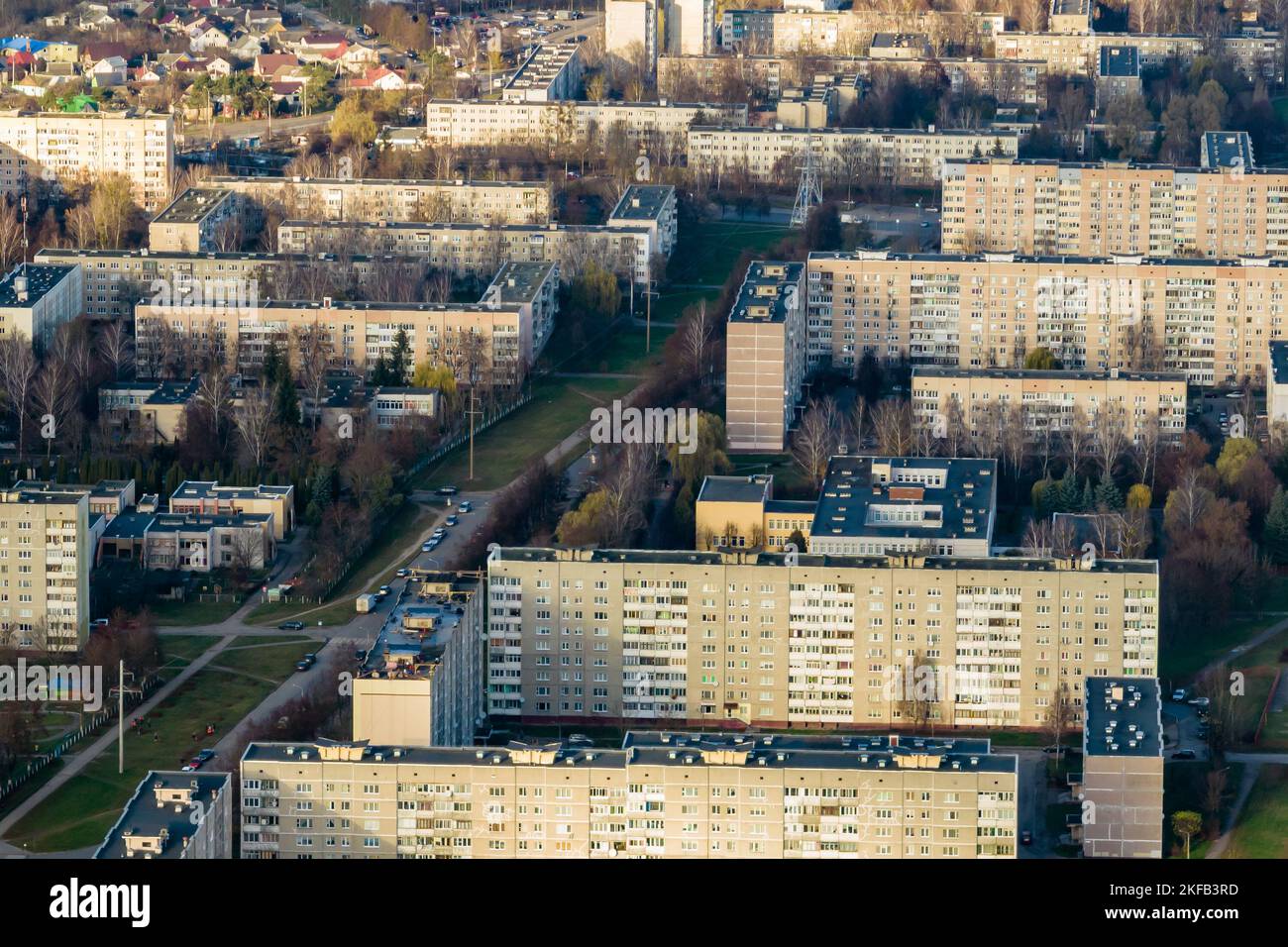 panoramic aerial view of a huge residential complex with high-rise ...