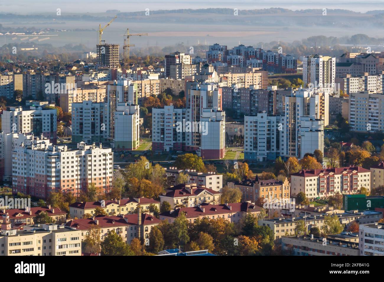 panoramic aerial view of a huge residential complex with high-rise ...