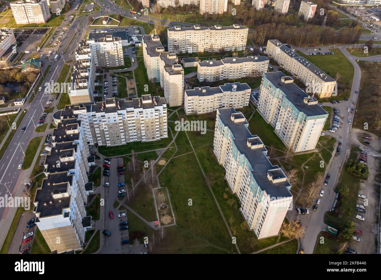 panoramic aerial view of a huge residential complex with high-rise ...