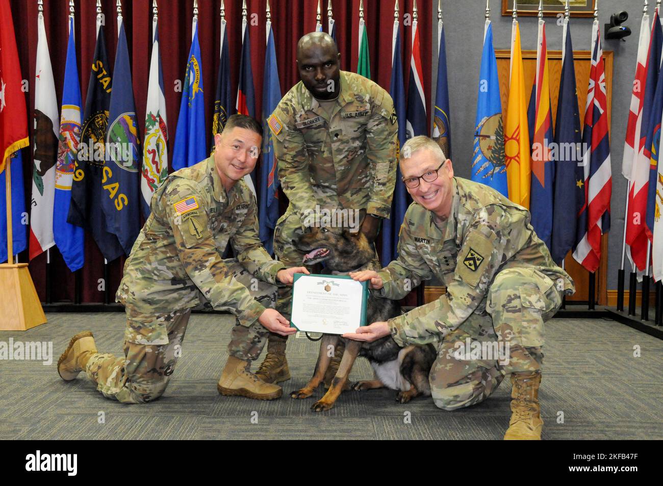 MWD Lisa is awarded an Army Commendation Medal by Lt. Gen. Theodore D ...