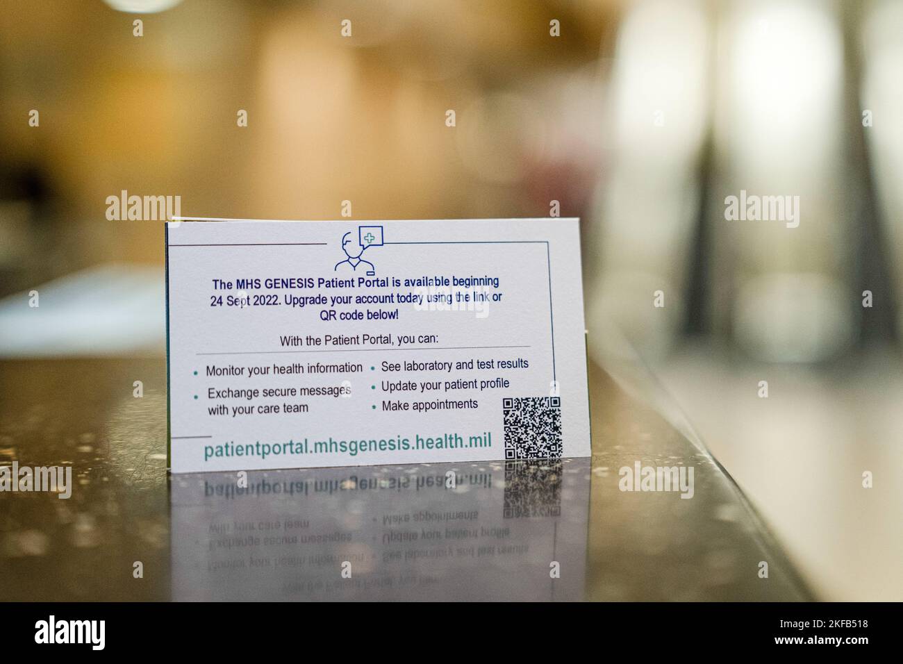 A Military Health System GENESIS informational card is displayed in the ...