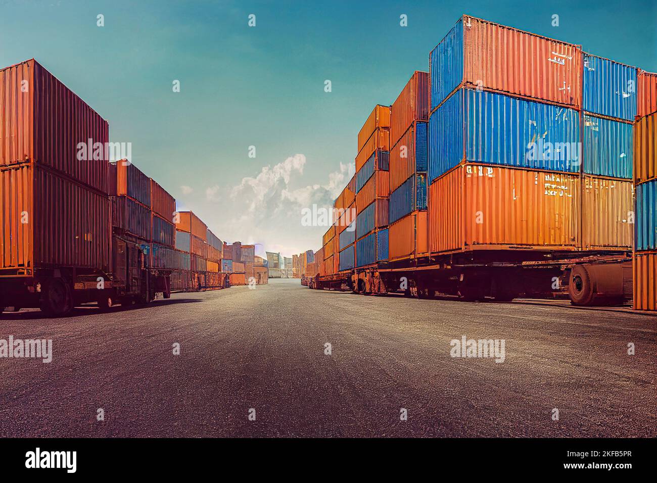 container cargo freight ship Illustration Stock Photo - Alamy