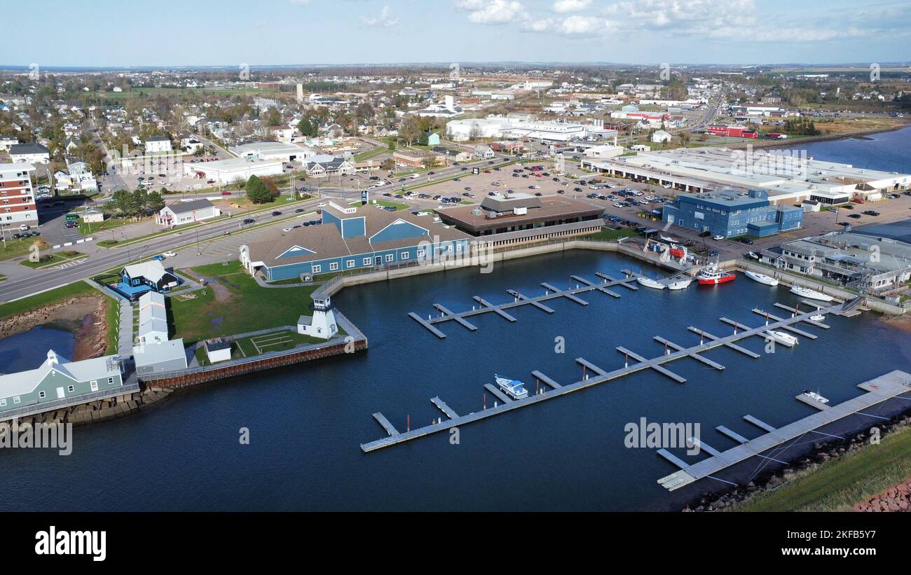 An aerial view of a breakwater and dock on a sunny morning Stock Photo ...